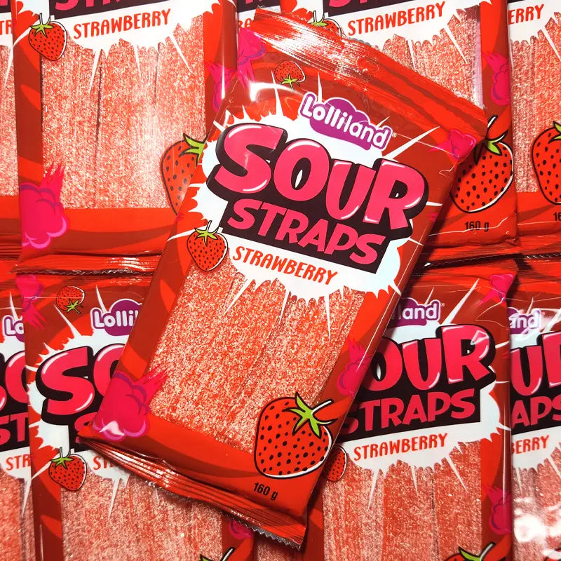 Sour Straps Strawberry 160g - Sour Belts in a Pack - Candy Co