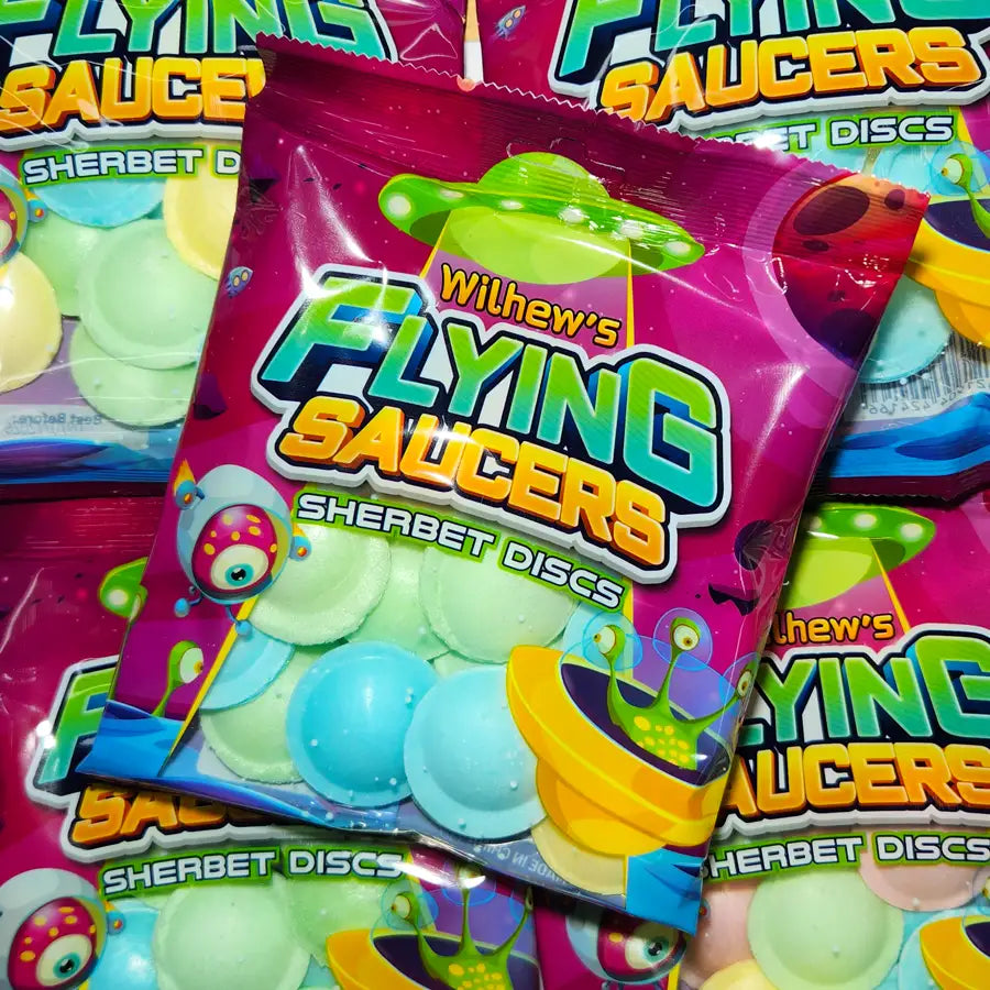 Flying Saucers 50g - Sour Sherbet Filled Wafers - Candy Co