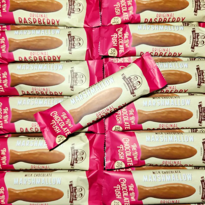 Raspberry Chocolate Fushes 35g - NZ Made Chocolate Fish! – Candy Co