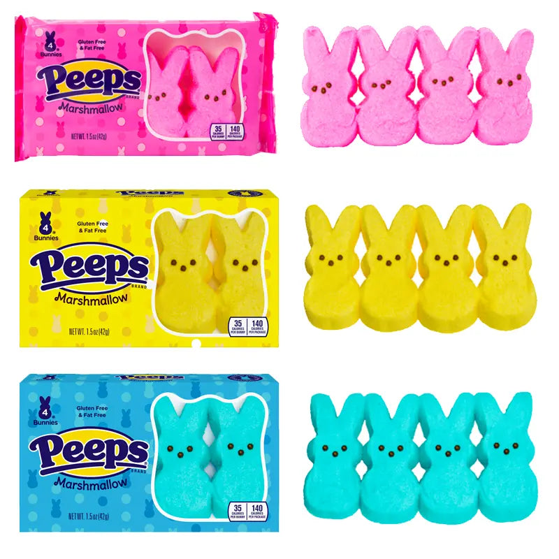 Peeps Marshmallow Bunnies 4pc - Blue, Pink or Yellow – Candy Co