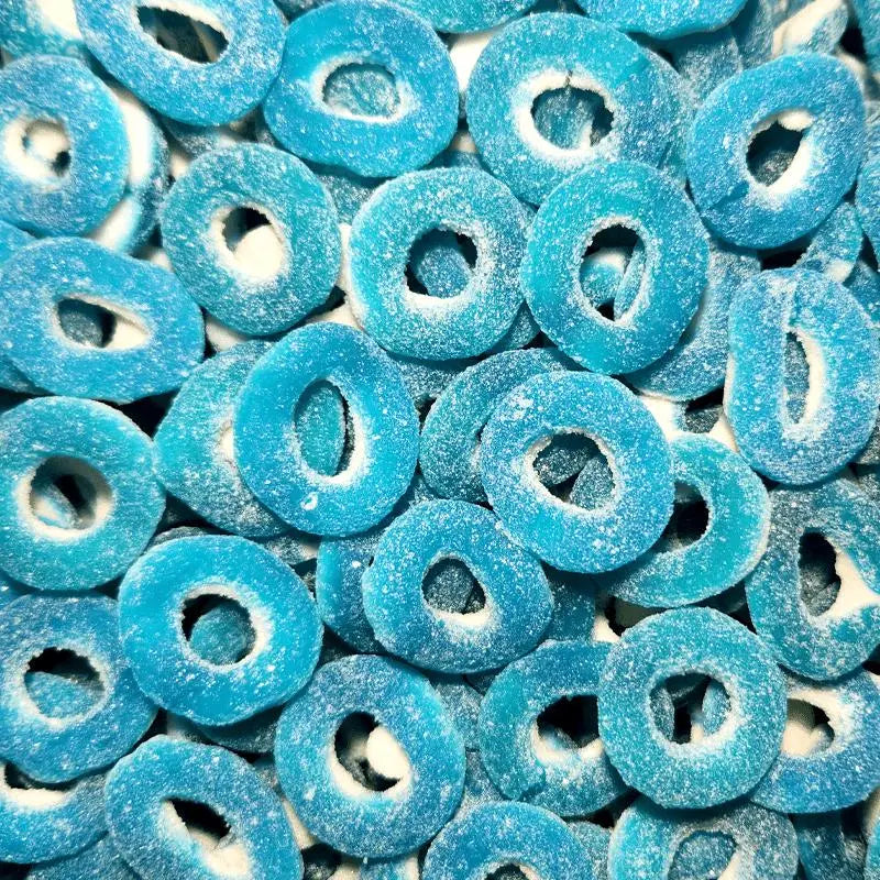 Sour Blue Raspberry Rings - Order Lollies Online - Candy Co