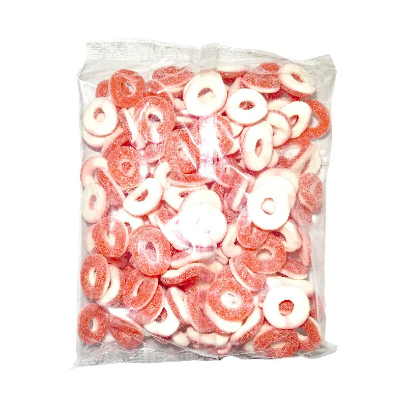 Strawberry Rings 1kg Bag - Red & White Ring Candy - Candy Co