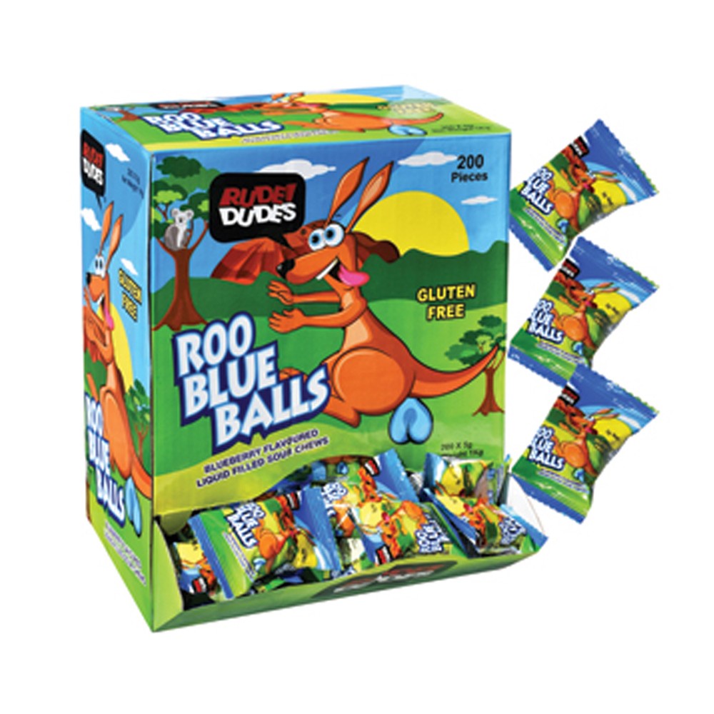 Roo Blue Balls, Rude Dude - Order Lollies Online - Candy Co
